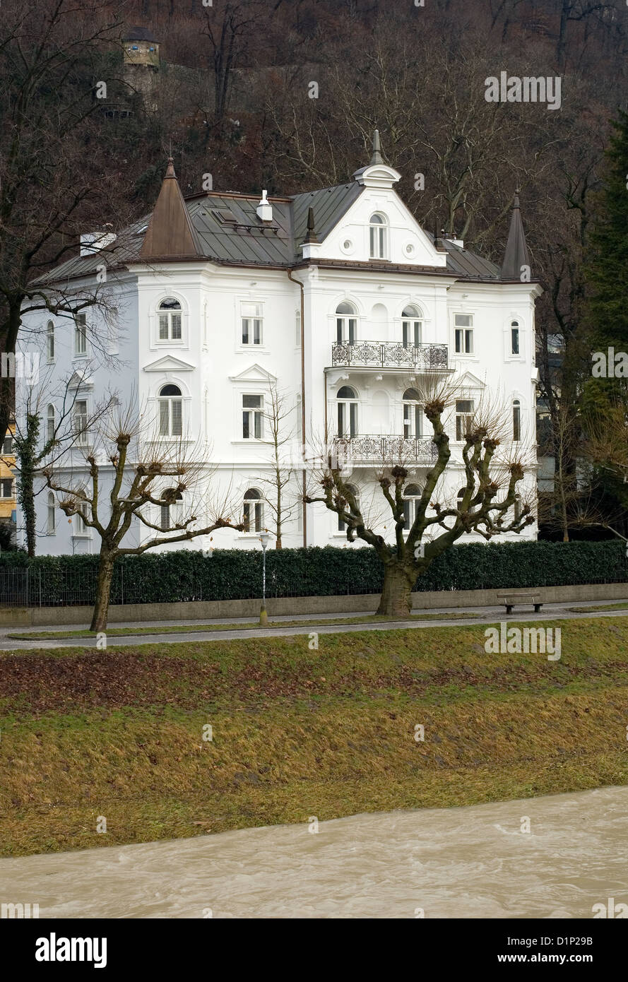 A large luxury home beside the Salzach River, Salzburg, Austria Stock ...