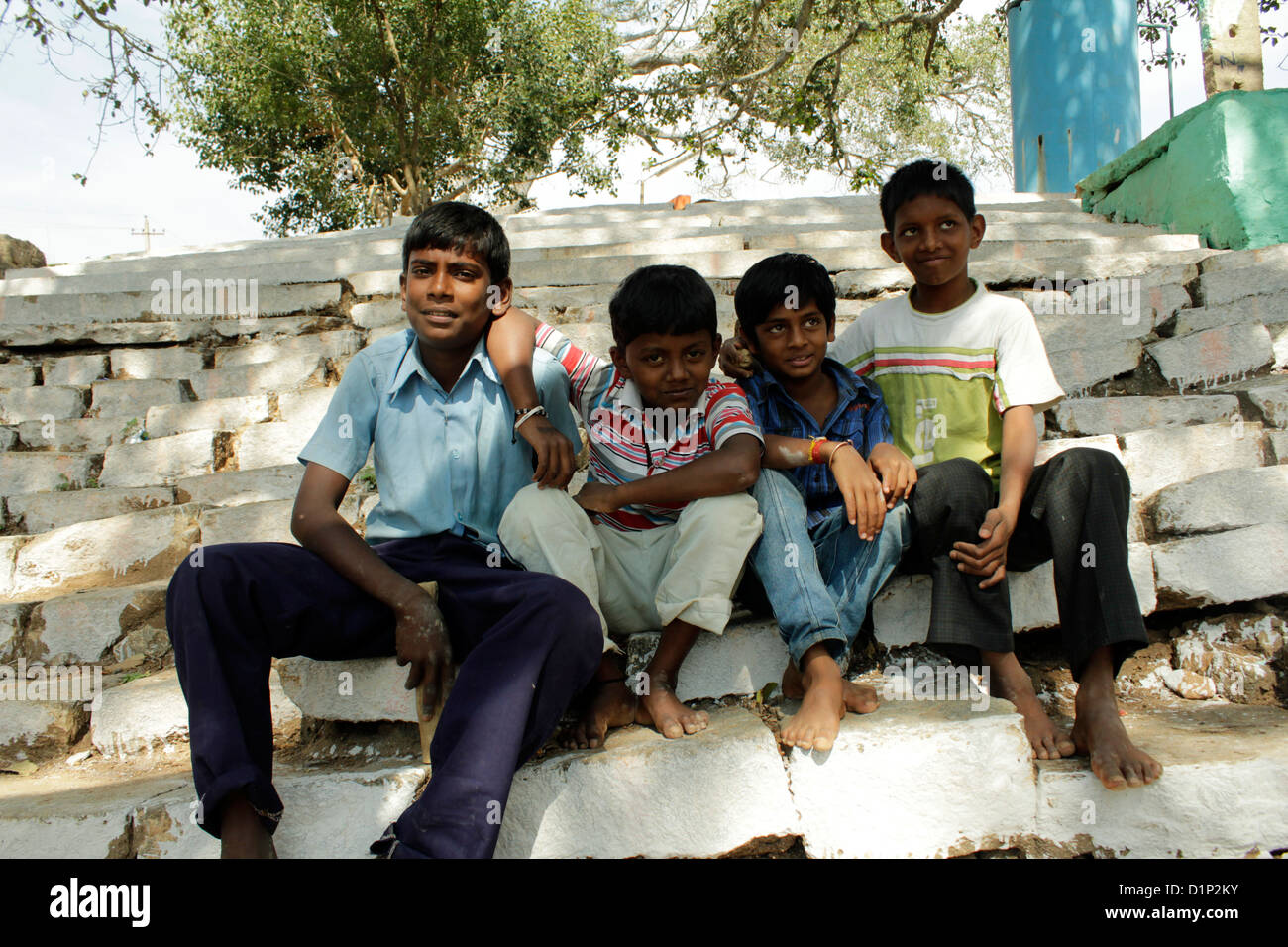 rural kids posing for a photograph, India Stock Photo - Alamy