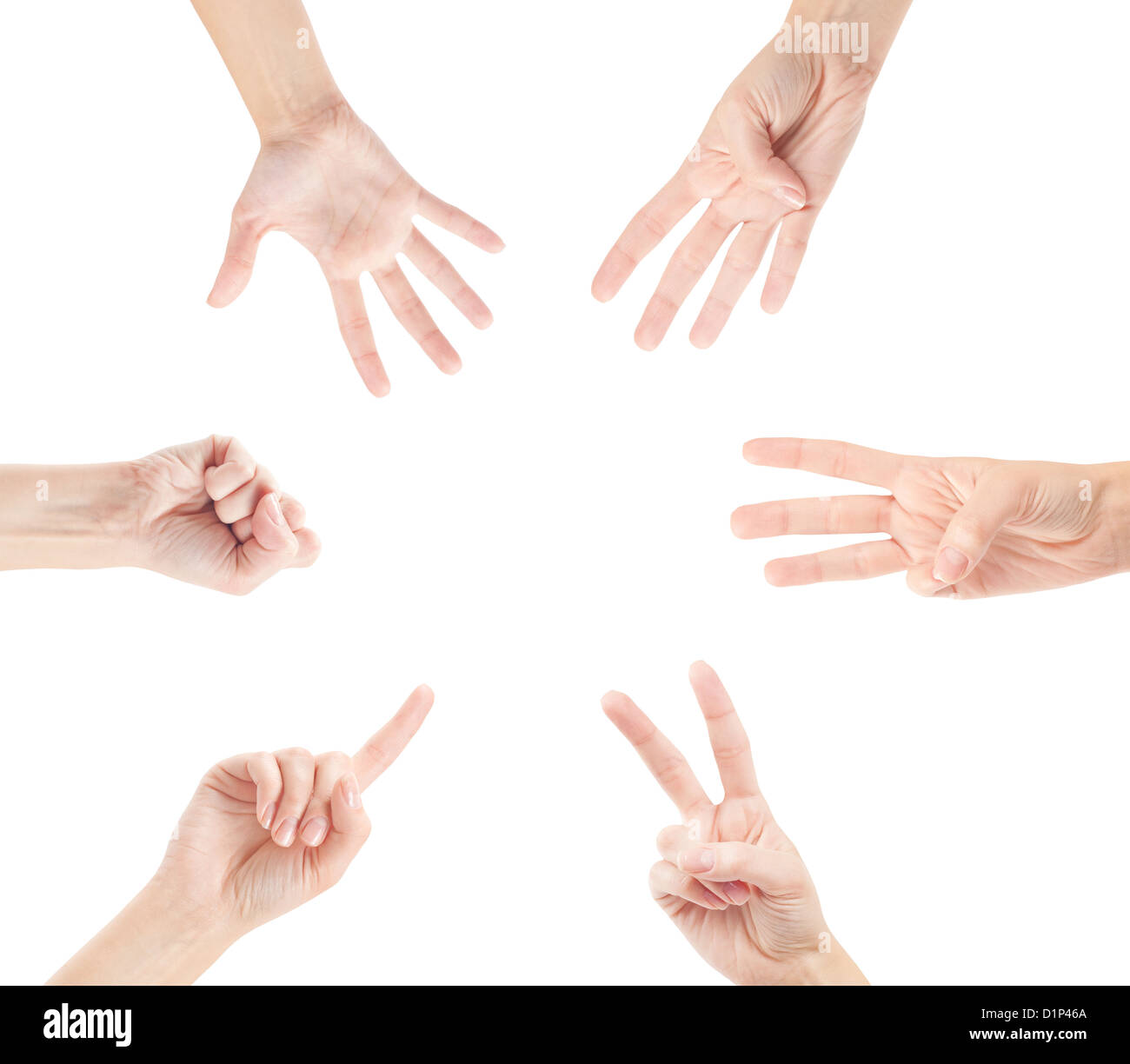 Counting woman hands (0 to 5) isolated on white background Stock Photo ...