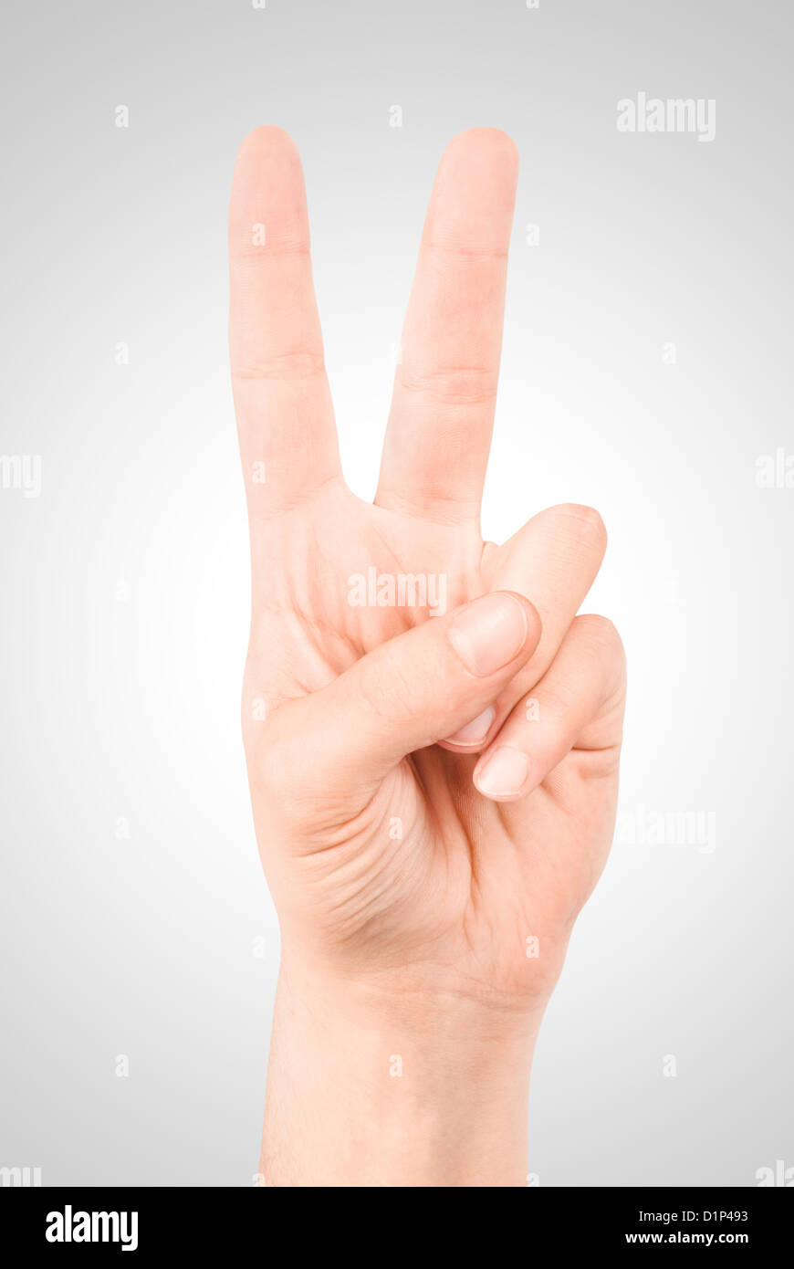 Man hand making sign. Isolated on white background Stock Photo - Alamy