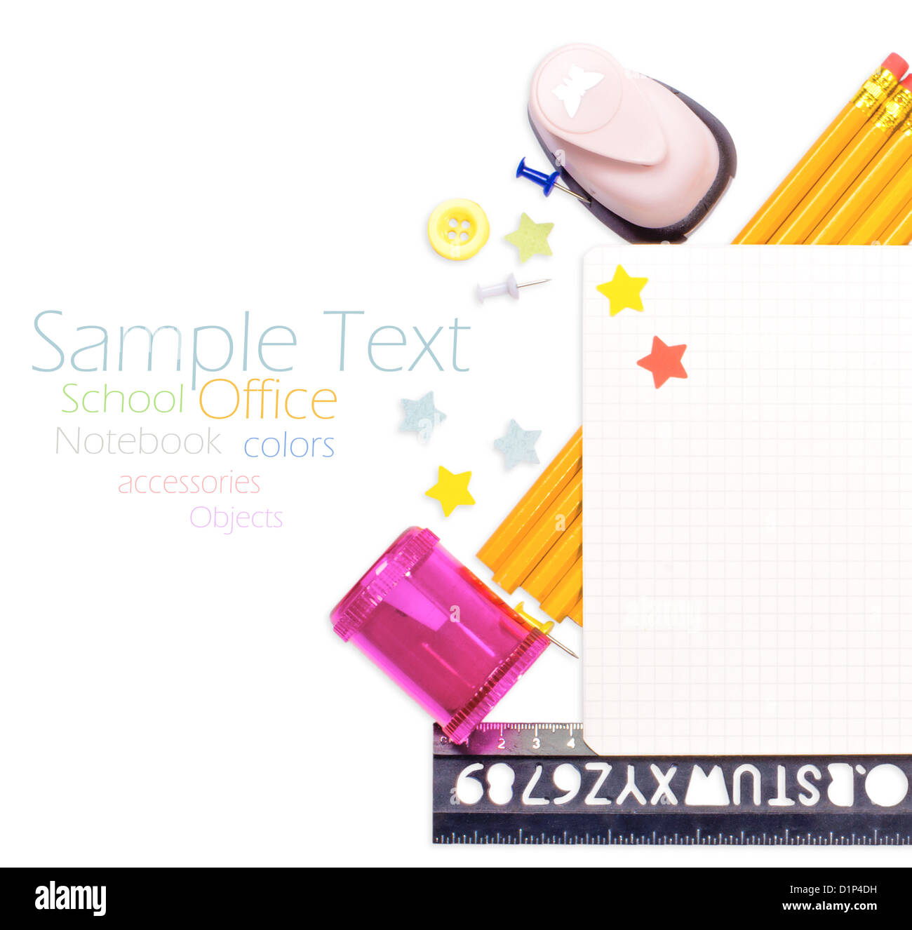 Photo of office and student gear over white background - Back to school ...