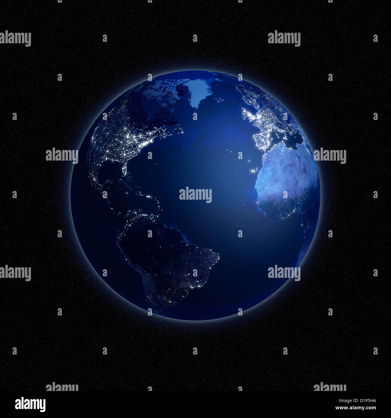 Earth at night, artwork Stock Photo - Alamy