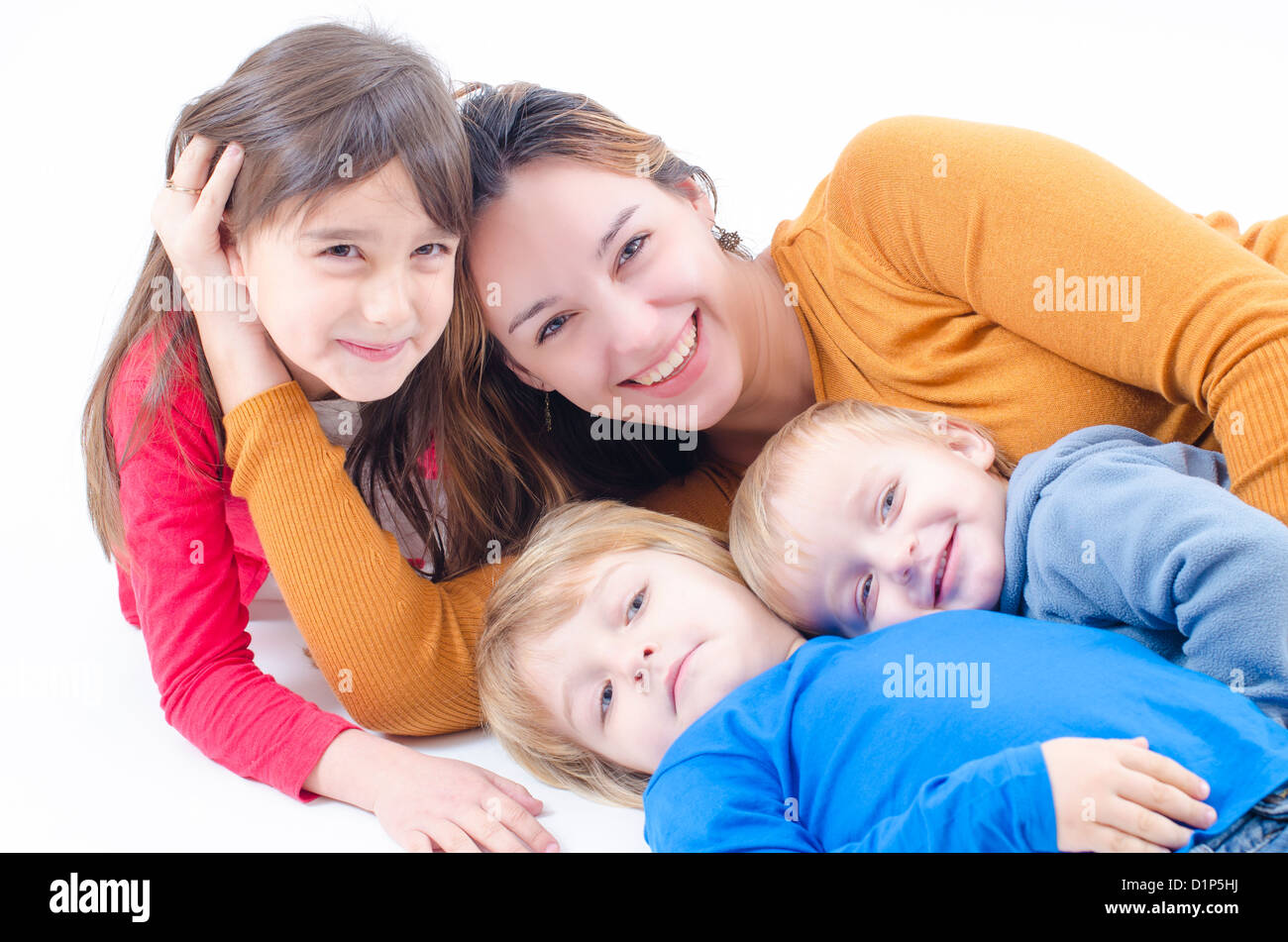 A Happy Family with three kids Stock Photo - Alamy