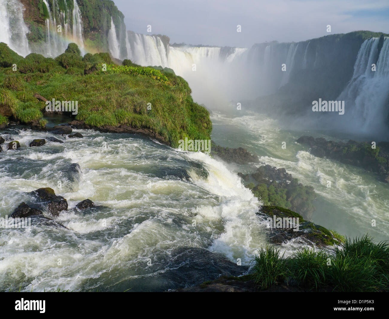 Foz de Iguazu on the Brazilian side. A view of the huge u-shaped ...