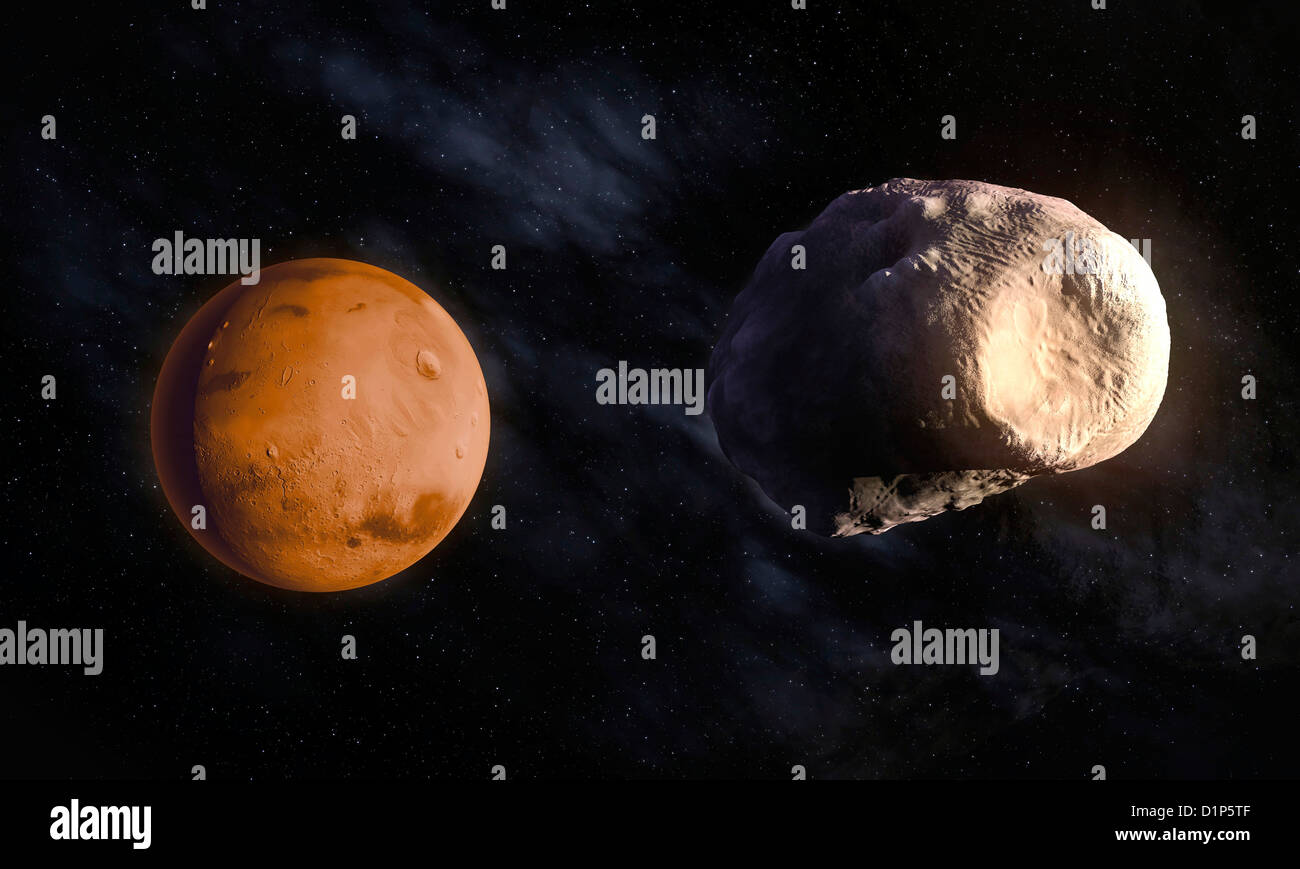 Phobos and Mars, artwork Stock Photo - Alamy