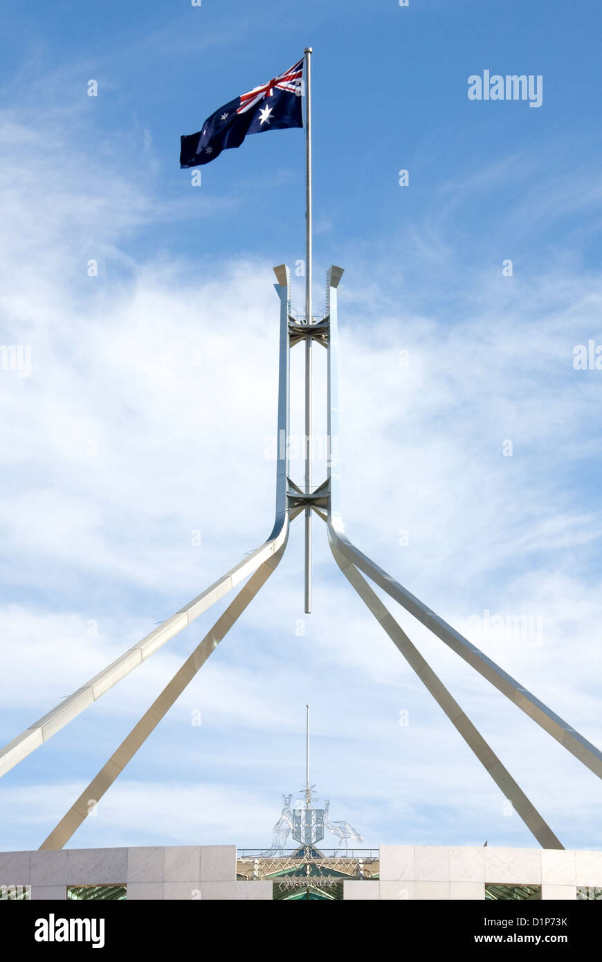 The Australian Flag, Parliament House, Canberra, Australia Stock Photo ...