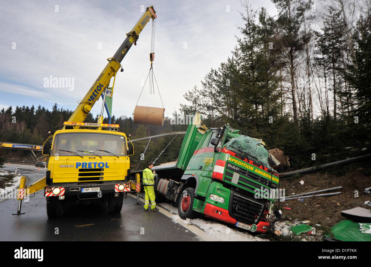 Austrian truck crashed on the 112th kilometer of the D1 motorway near ...