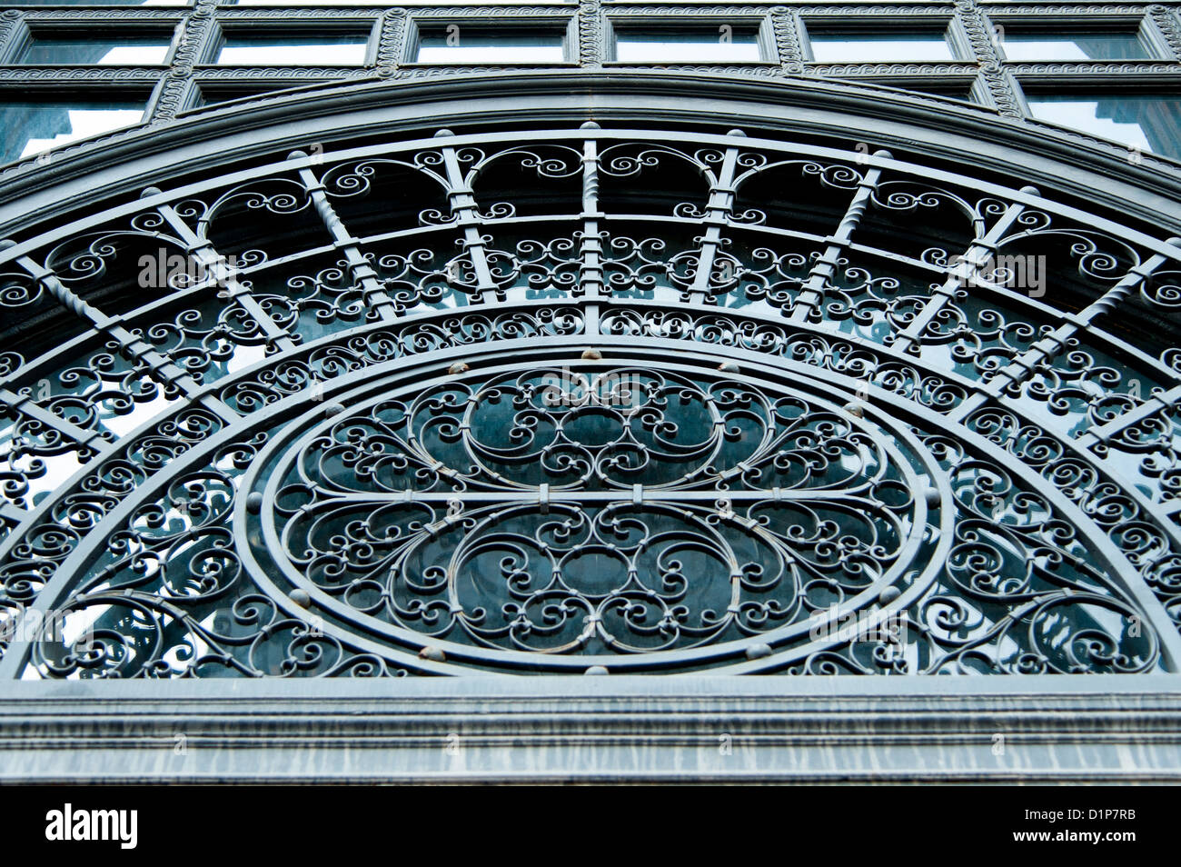 Architectural details on an arch made from wrought iron, Montreal ...