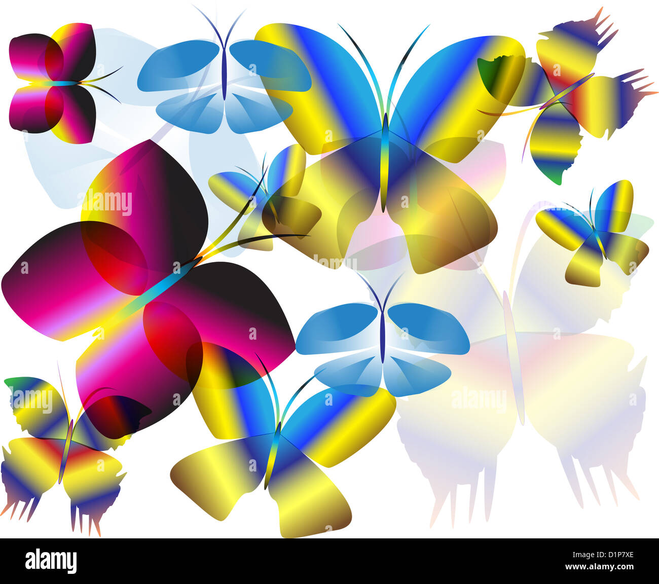 Multicolor Flying Butterfly Wall Background Stock Photo - Alamy