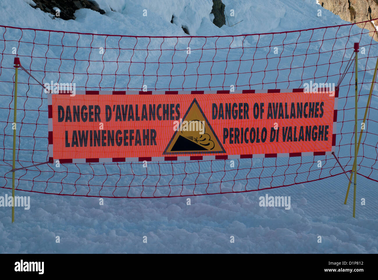 Avalanche warning sign, Brevent, Flegere, Mont Blanc, Chamonix, Rhone ...