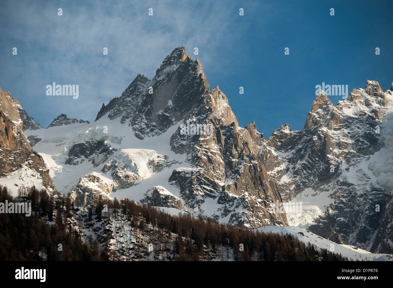 Chamonix Needles of the South in winter, Aiguille Du Dru, Mont Blanc ...