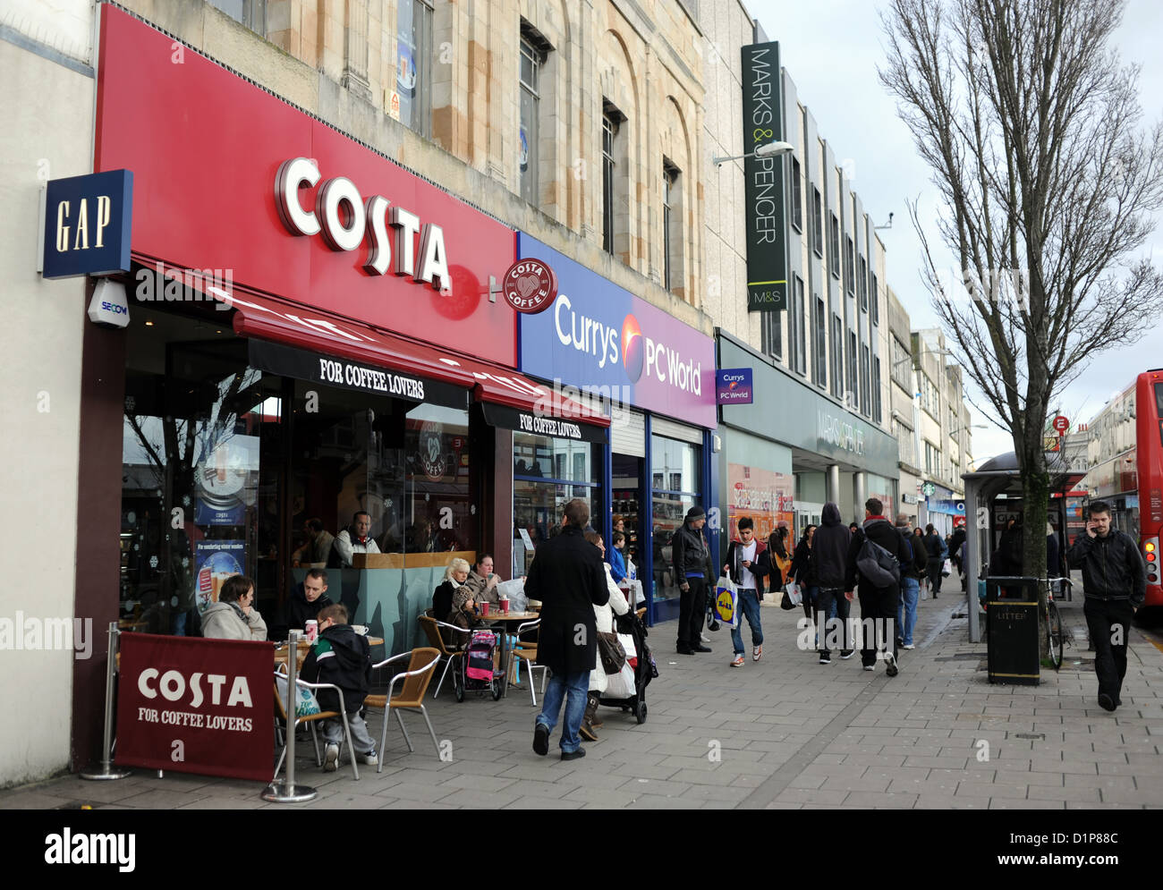 Costa Coffee Currys and PC World and a Marks and Spencer department ...