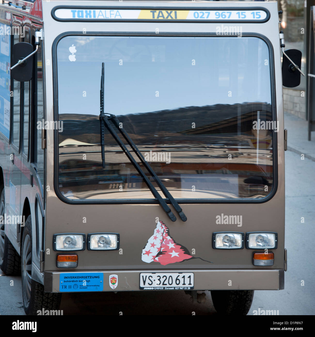 Front view of a bus in Zermatt, Valais Canton, Switzerland Stock Photo ...