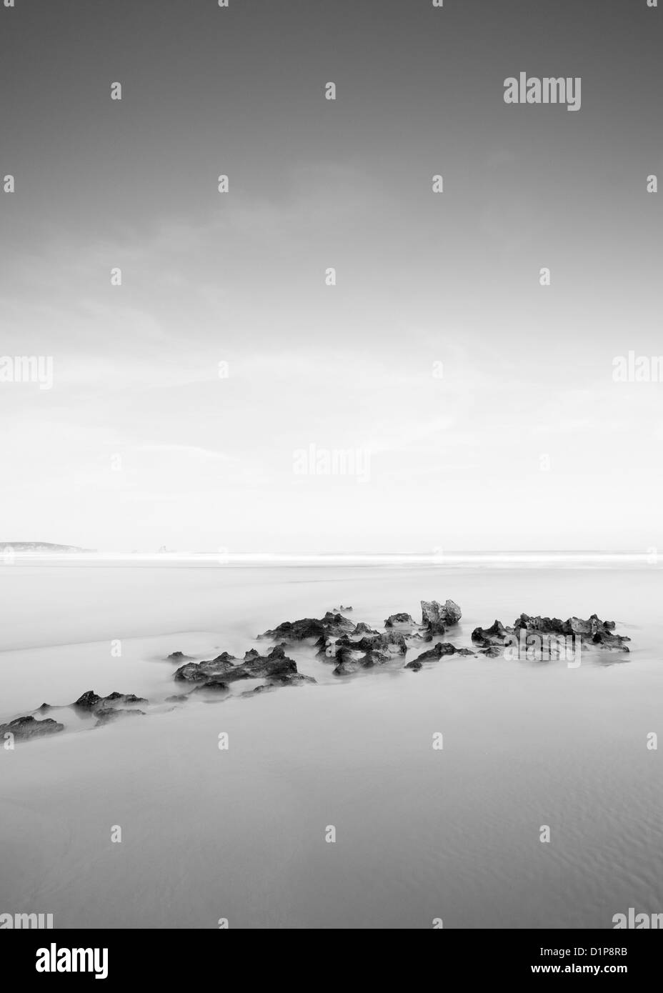 Black and white beach landscape Stock Photo - Alamy