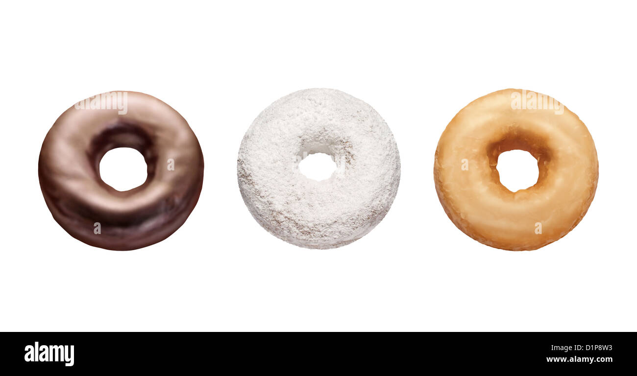 Three Donuts Isolated on a white background Stock Photo - Alamy
