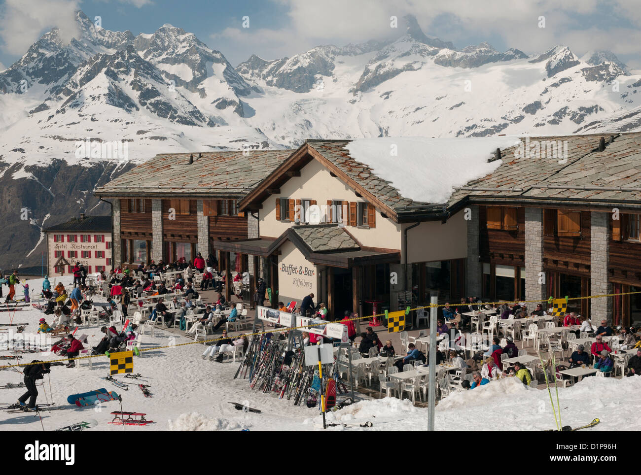 Tourists at a ski resort, Zermatt, Valais Canton, Switzerland Stock ...