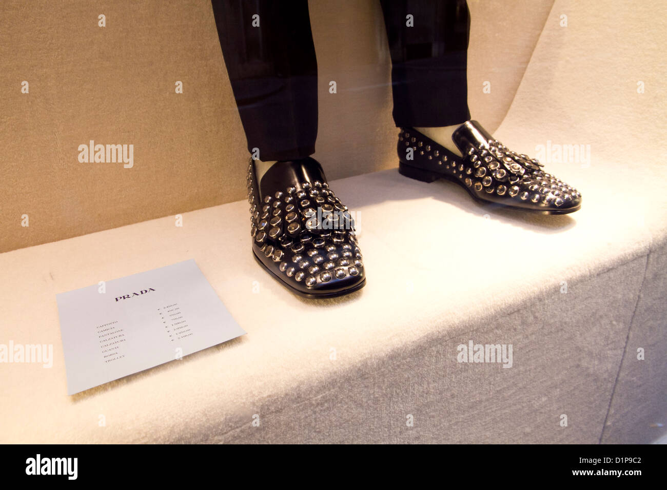 Prada shoes shop showcase window store Via Condotti Rome Italy shopping ...