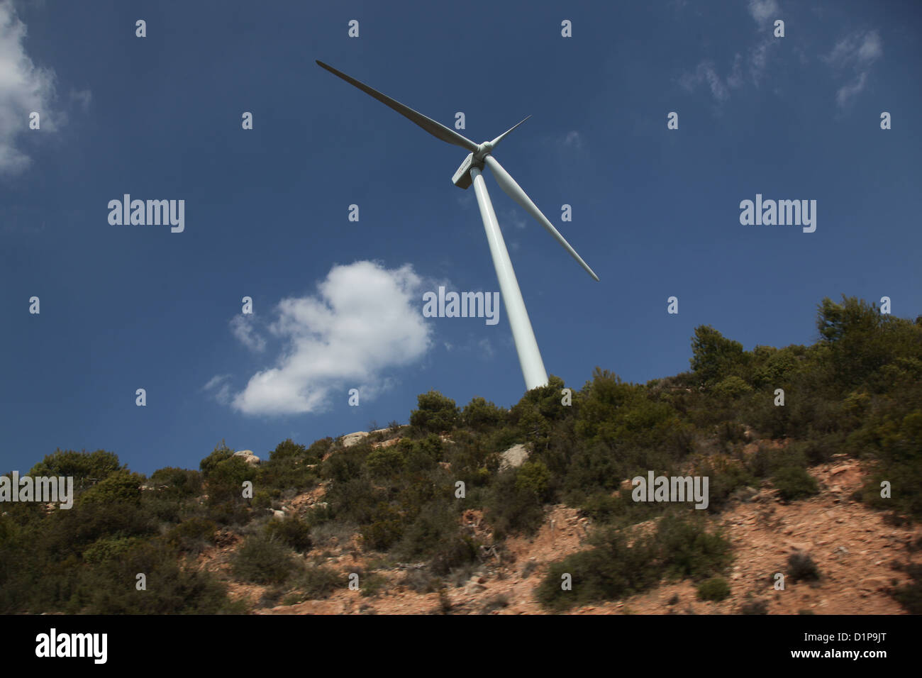 Spanish wind turbines on mountain side Stock Photo - Alamy