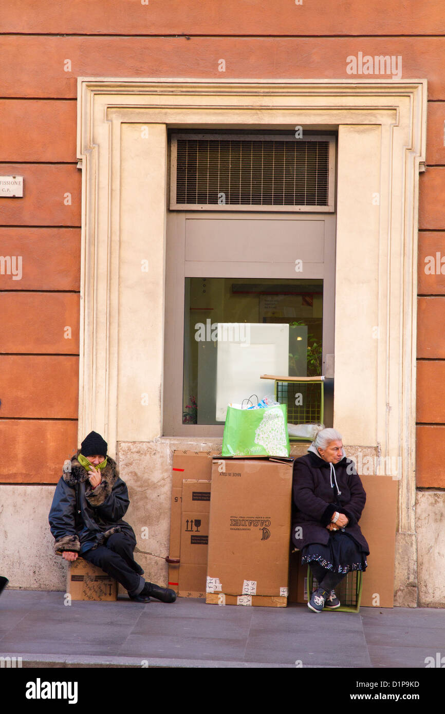 Rome old people homeless in street Italy Stock Photo - Alamy