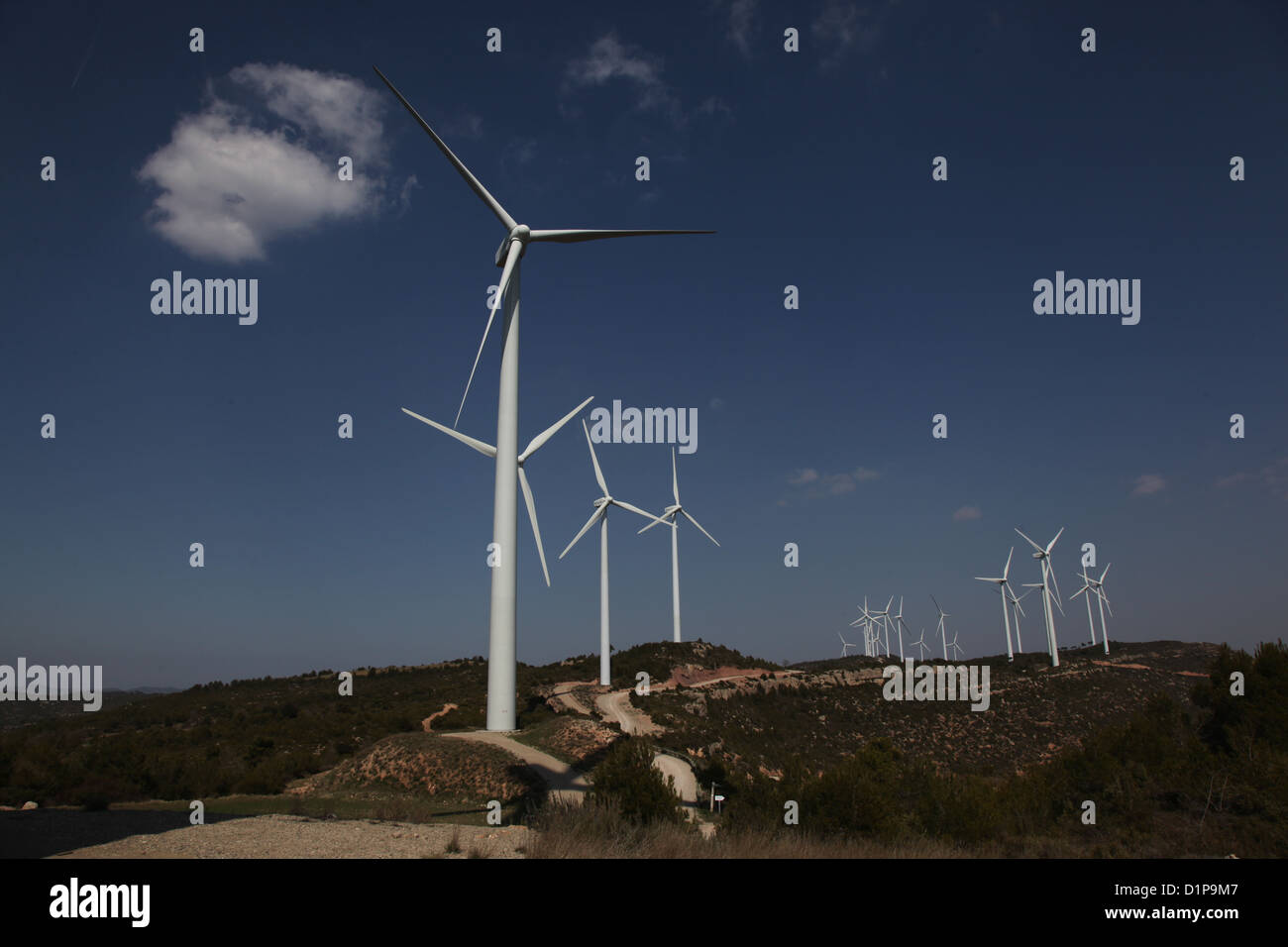 Spanish wind turbines on mountain side Stock Photo - Alamy