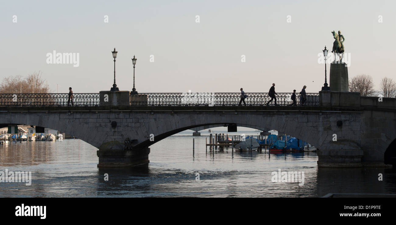 Bridge across a river, Bahnhofstrasse, Zurich, Switzerland Stock Photo ...