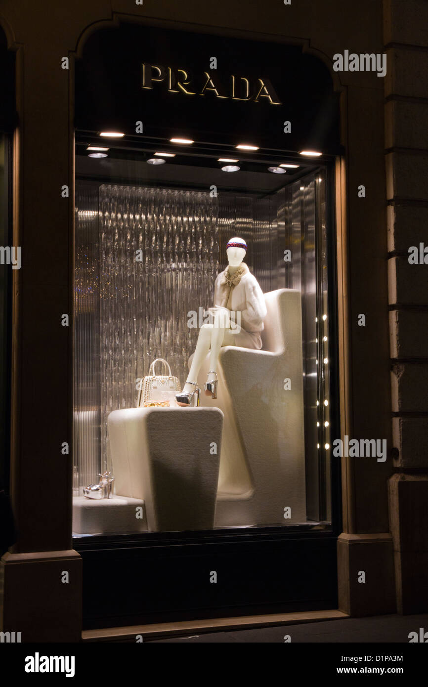 Prada shop Manikin in window showcase store Via Condotti Rome Italy ...