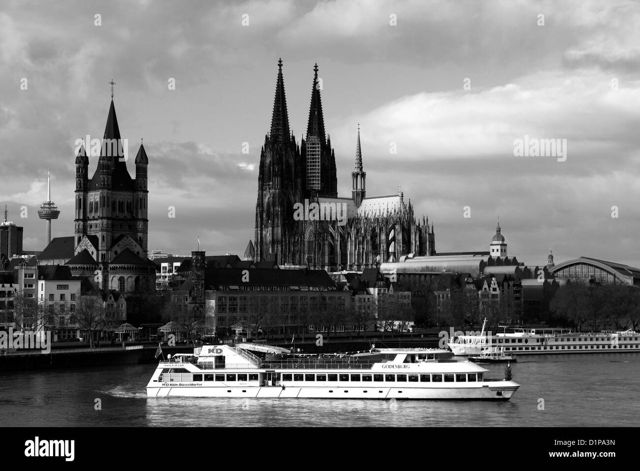 Landscape view, Cologne City, Cologne Cathedral, St Martins church ...