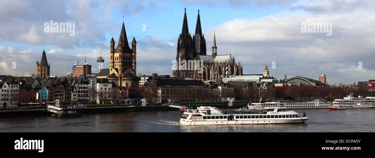Landscape view, Cologne City, Cologne Cathedral, St Martins church ...