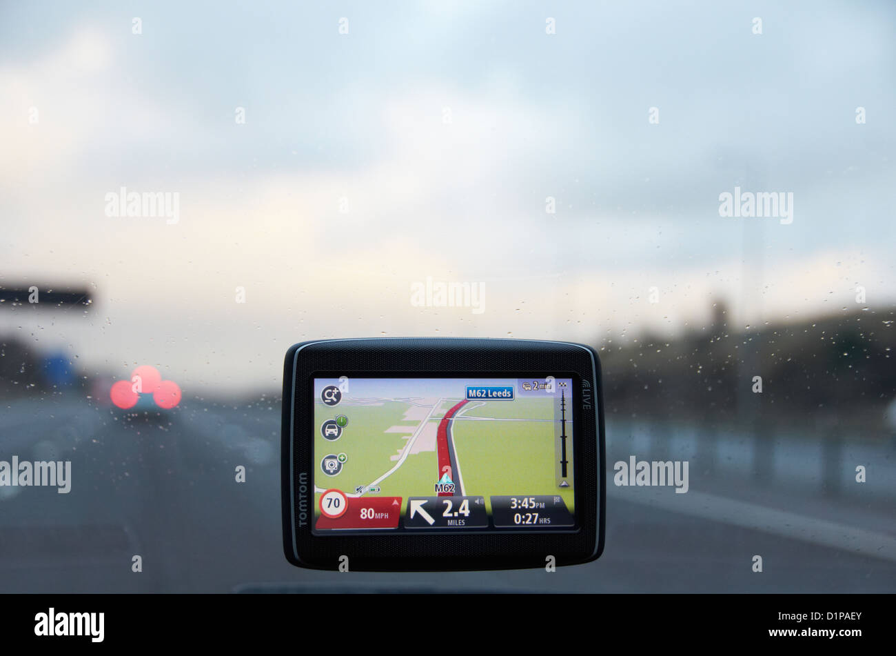 Sat Nav on the screen of a vehicle on the motorway Stock Photo - Alamy
