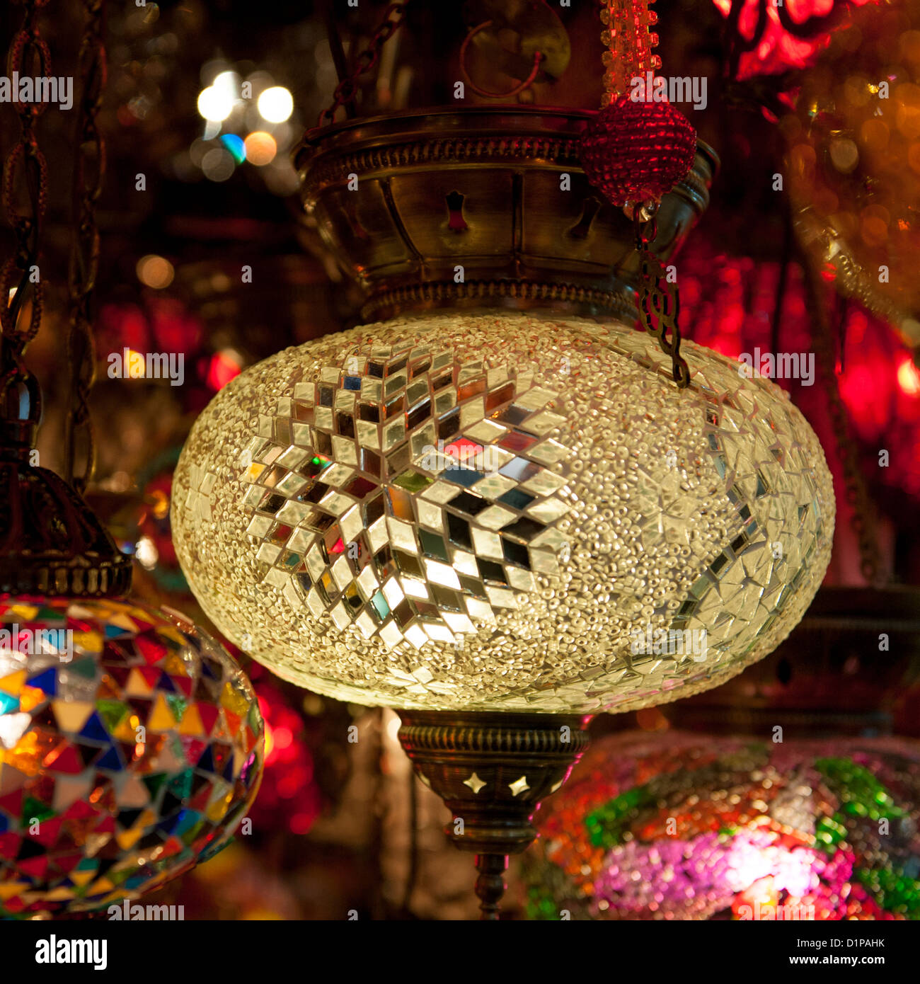 Decorative Turkish lanterns in a store, Grand Bazaar, Istanbul, Turkey ...