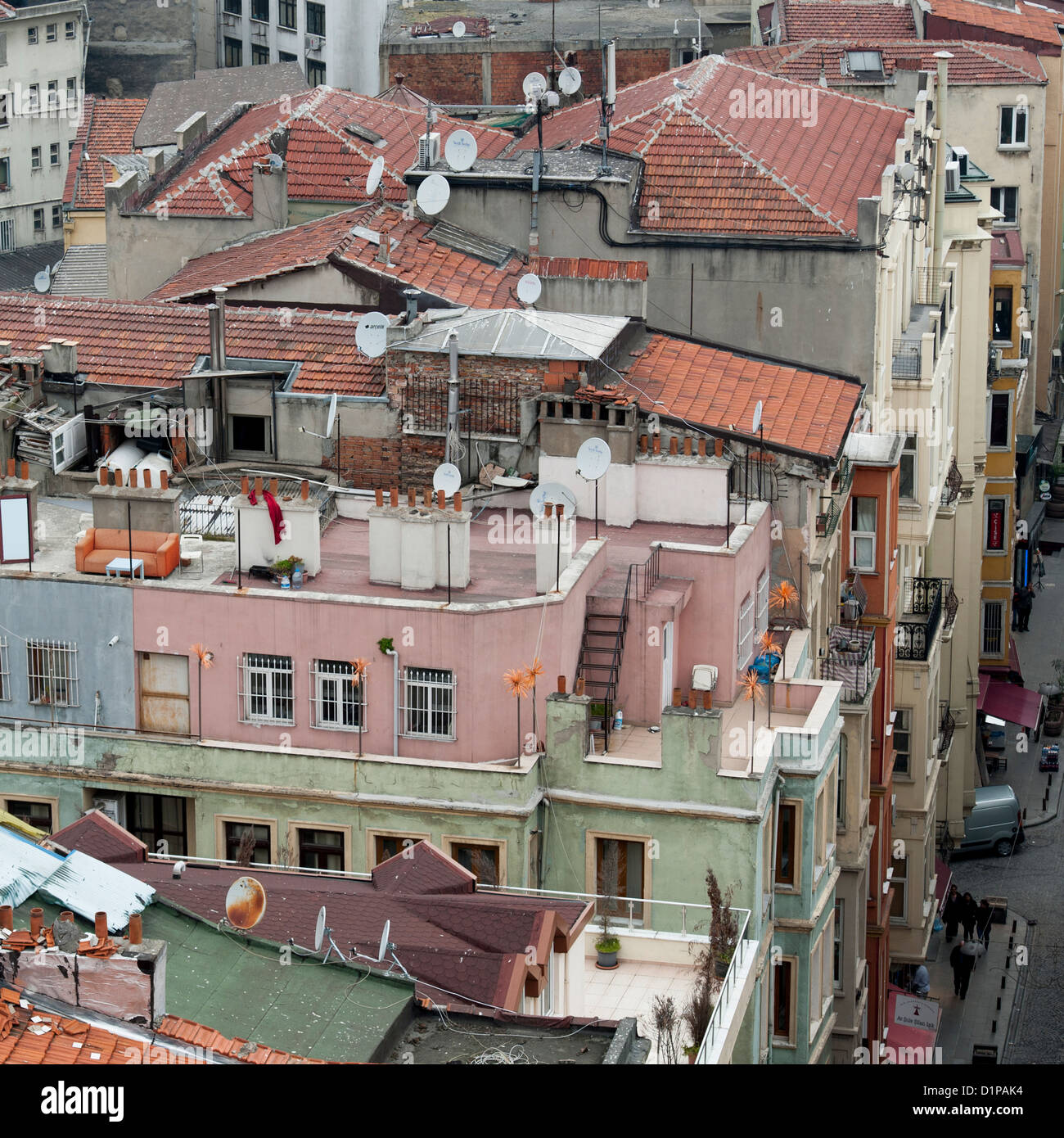 Houses in a beyoglu district viewed from galata tower hi-res stock ...