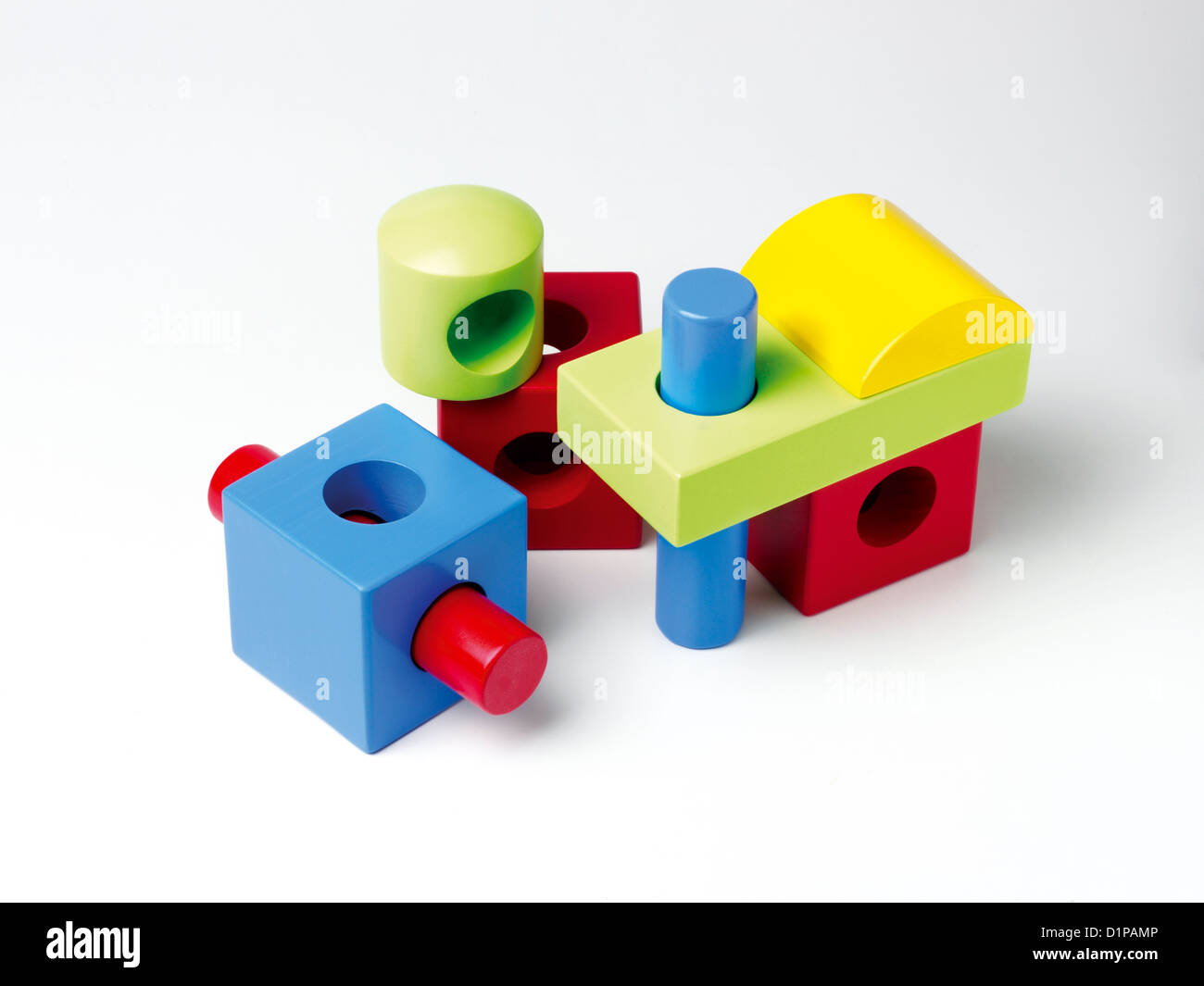 multi coloured building blocks shot on a white background Stock Photo ...
