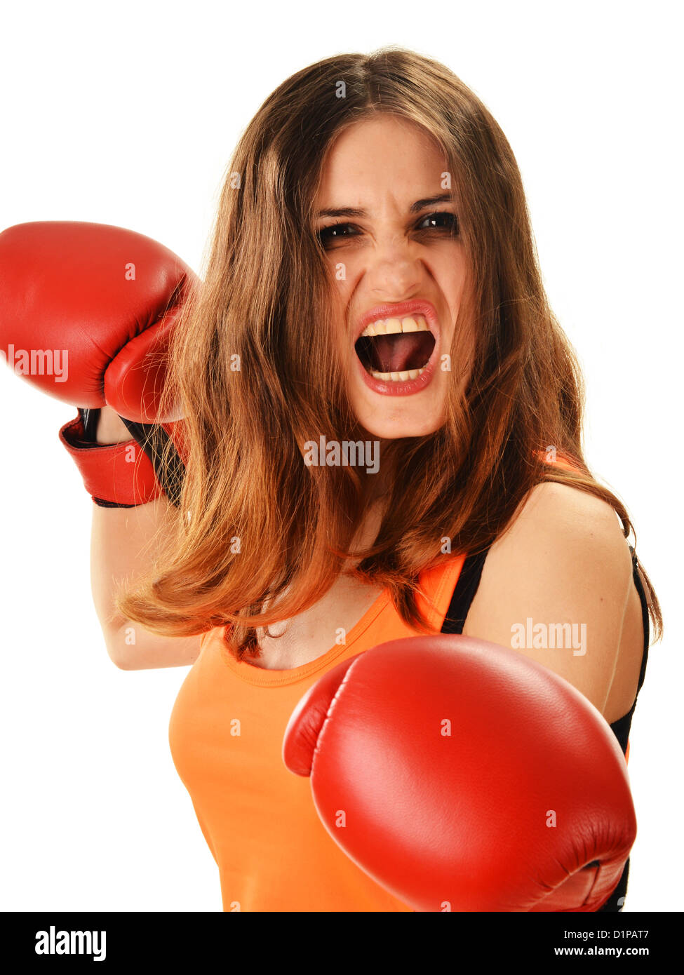 Angry woman boxing gloves hi-res stock photography and images - Alamy