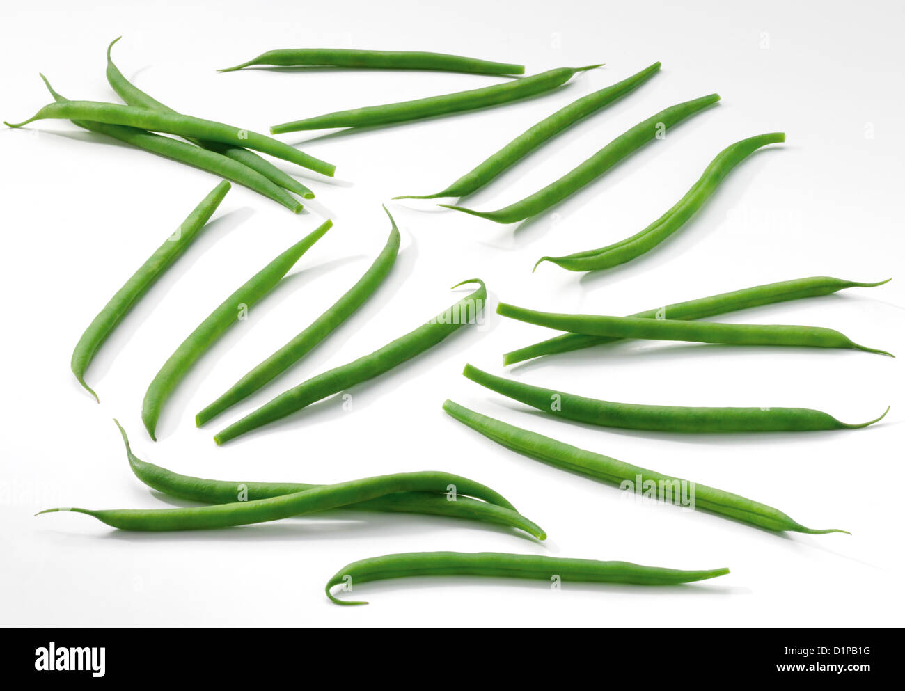 fine green french beans shot on a white background Stock Photo - Alamy