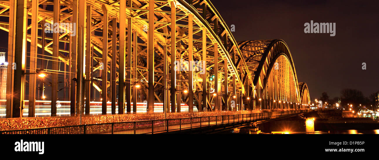 Hohenzollern bridge over the river Rhein, with DB German train, Cologne ...