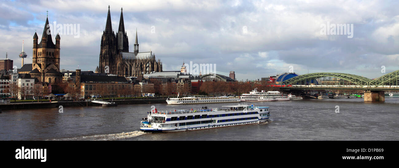 Landscape view, Cologne City, Cologne Cathedral, St Martins church ...