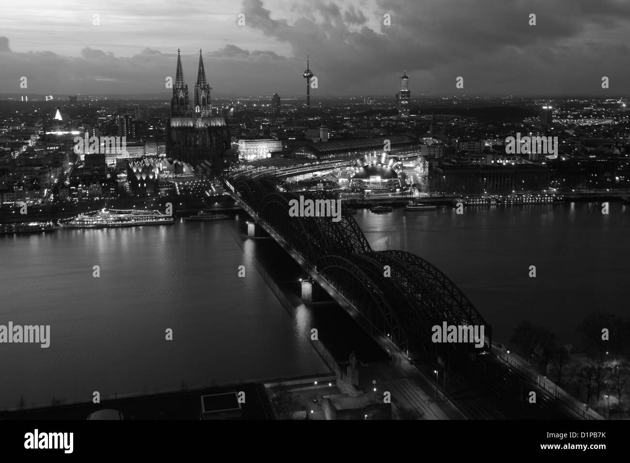 Landscape view, Cologne City, Cologne Cathedral, Hohenzollern bridge ...