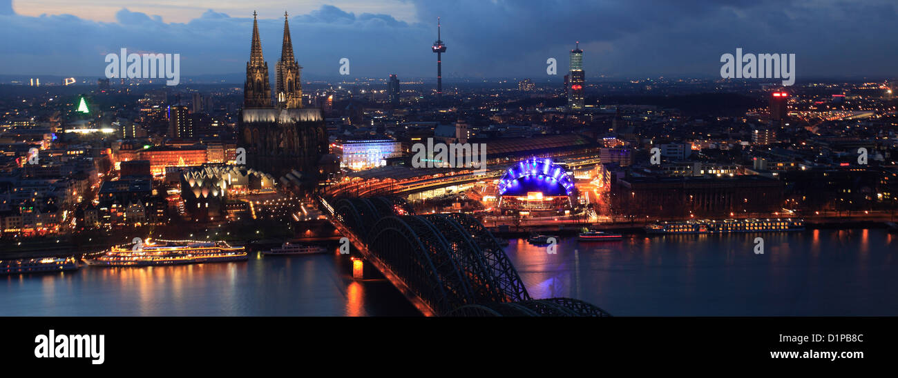 Landscape view, Cologne City, Cologne Cathedral, Hohenzollern bridge ...