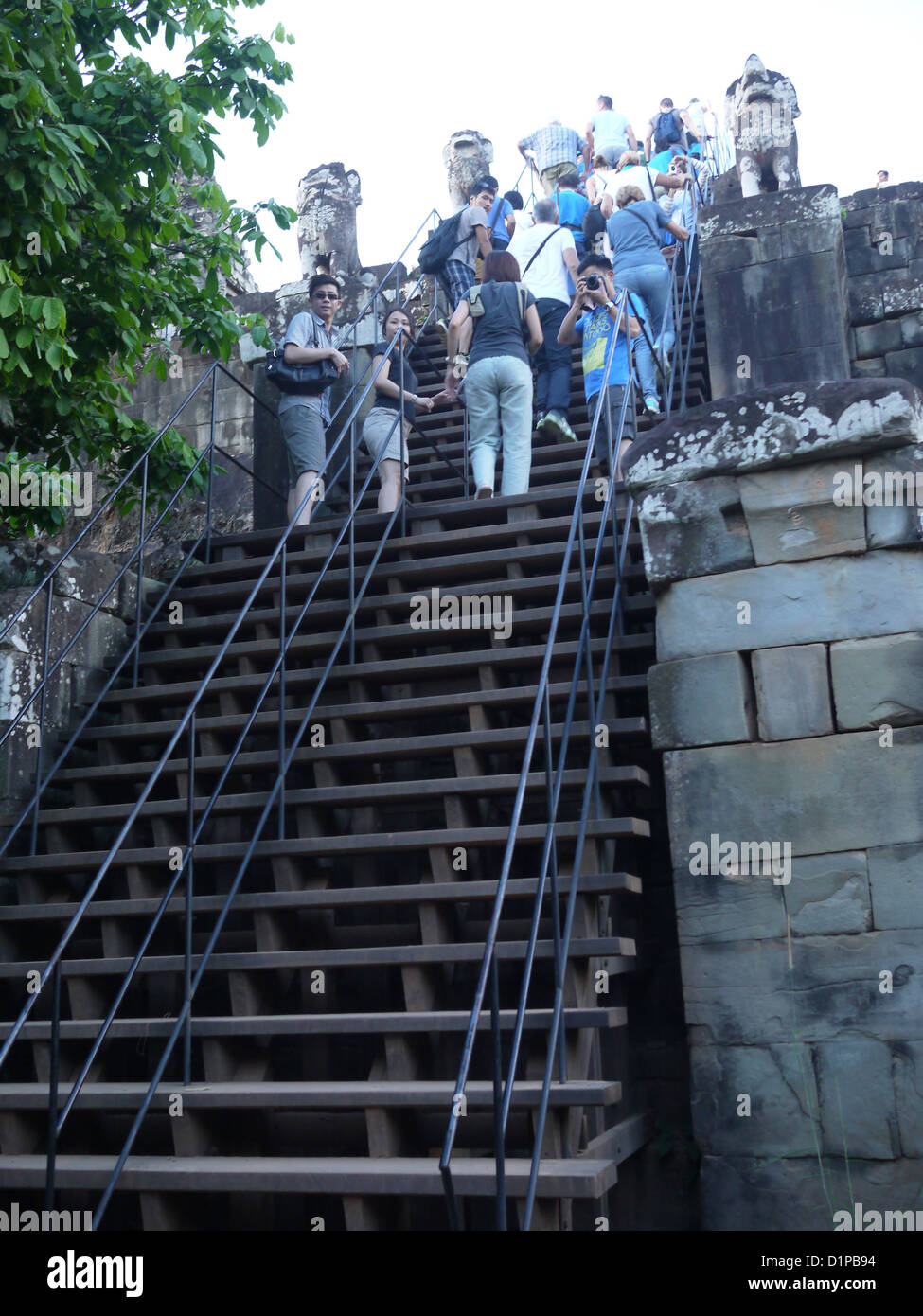 tourists climbing long stairs Phnom Bakheng Stock Photo - Alamy