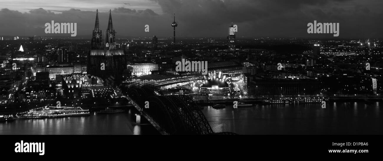 Landscape view, Cologne City, Cologne Cathedral, Hohenzollern bridge ...