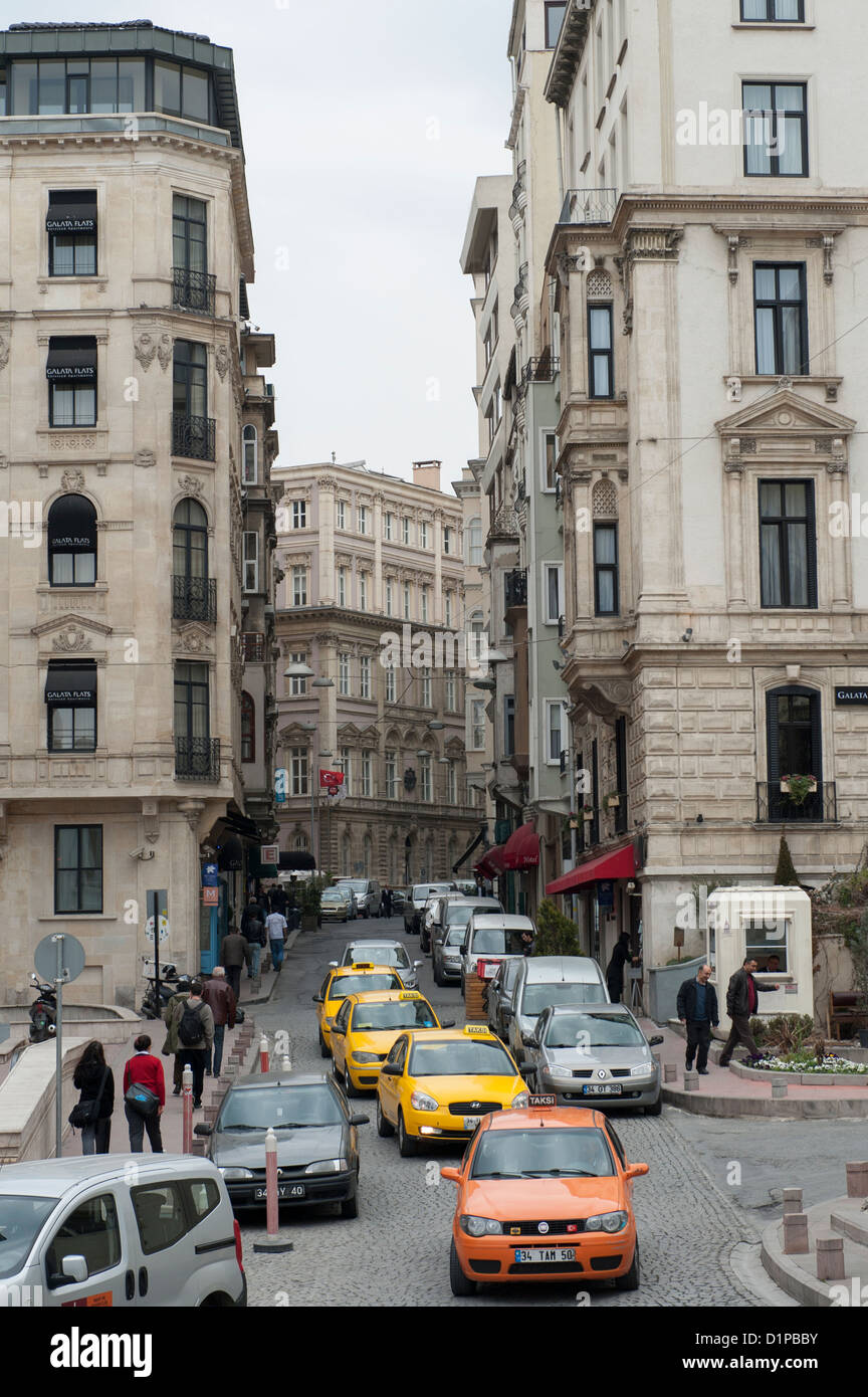 Traffic and street scene in Beyoglu District, Istanbul, Turkey Stock ...