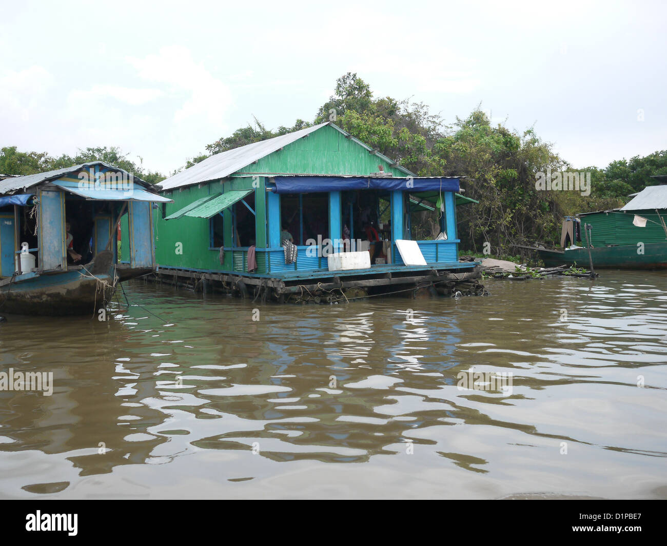 old rural house floating water Asia Stock Photo - Alamy