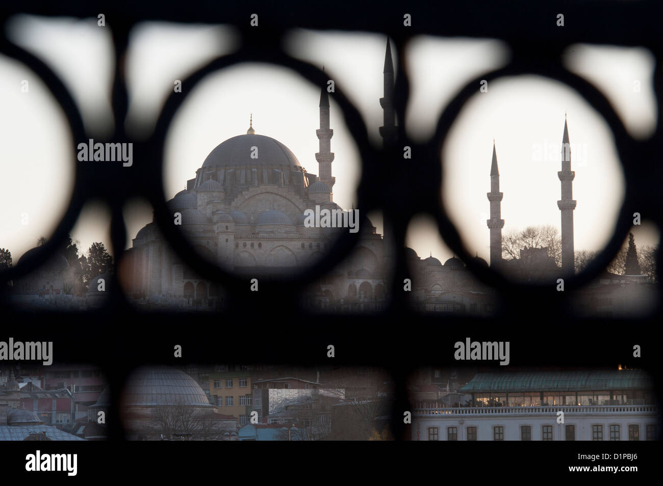 Rustem Pasha Mosque viewed from a railing, Istanbul, Turkey Stock Photo ...