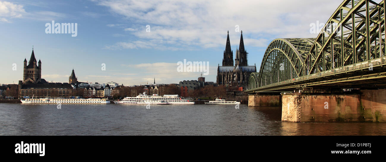 Landscape Cologne City at night with Cologne Cathedral and the ...