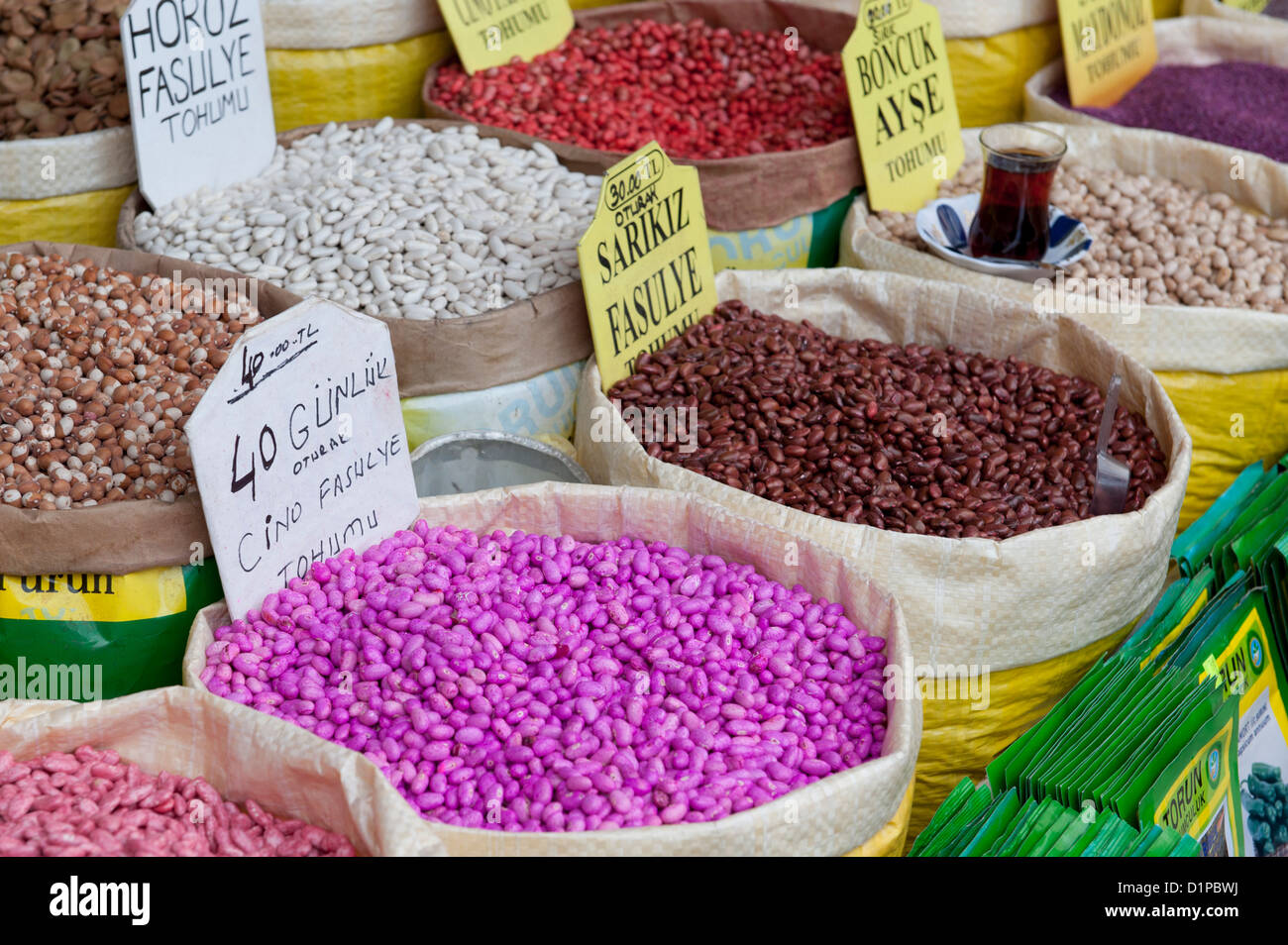 Assorted beans at a market stall, Grand Bazaar, Istanbul, Turkey Stock ...