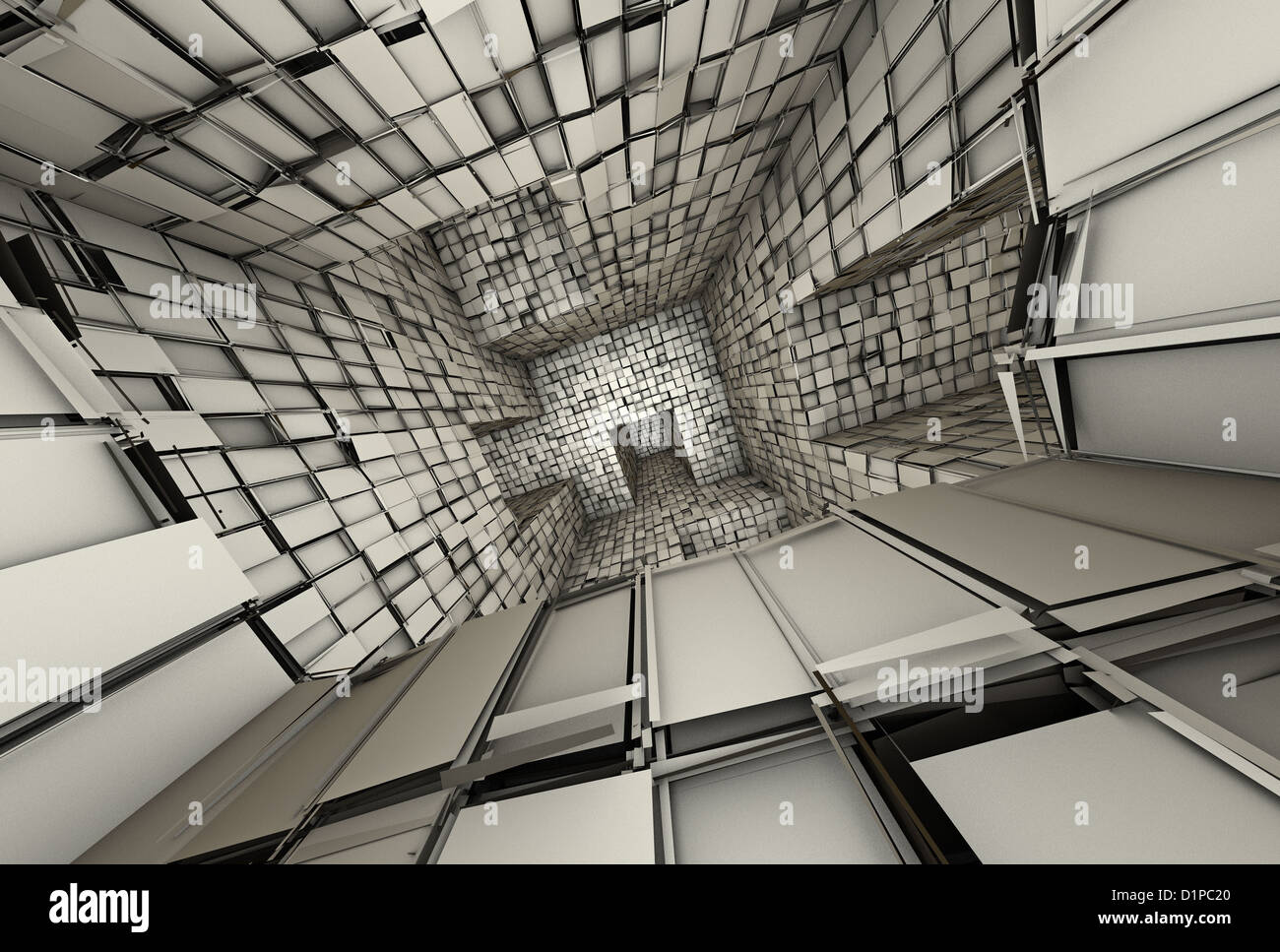 3d futuristic fragmented tiled mosaic labyrinth interior Stock Photo ...