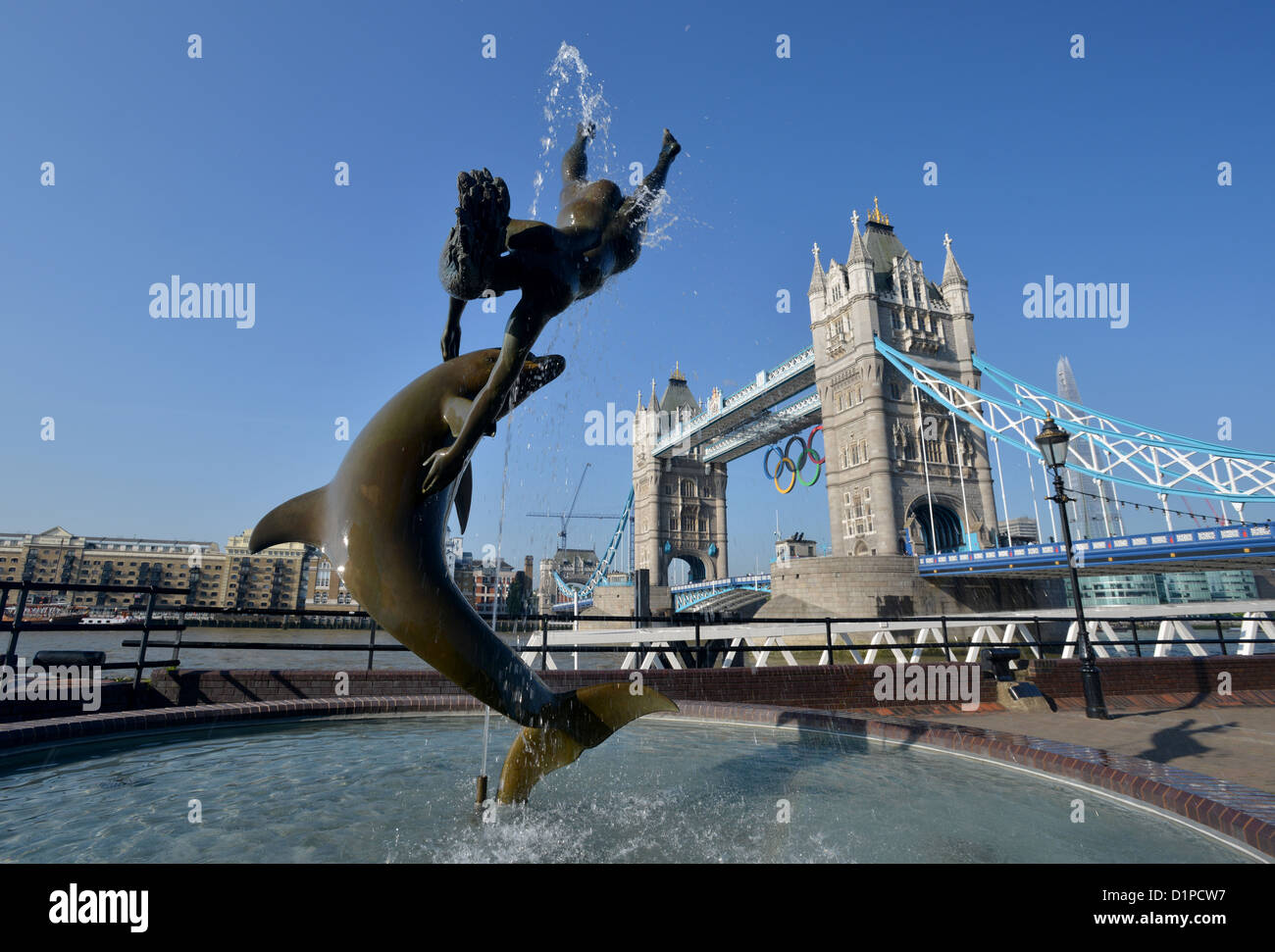 David Wynne's Girl With A Dolphin Statue near Tower Bridge in London ...
