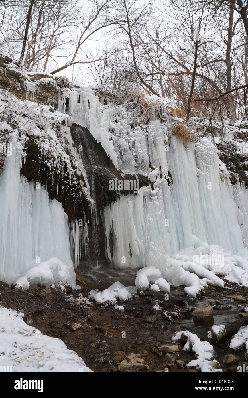 A frozen waterfall at Shadow Falls in St. Paul, Minnesota Stock Photo ...