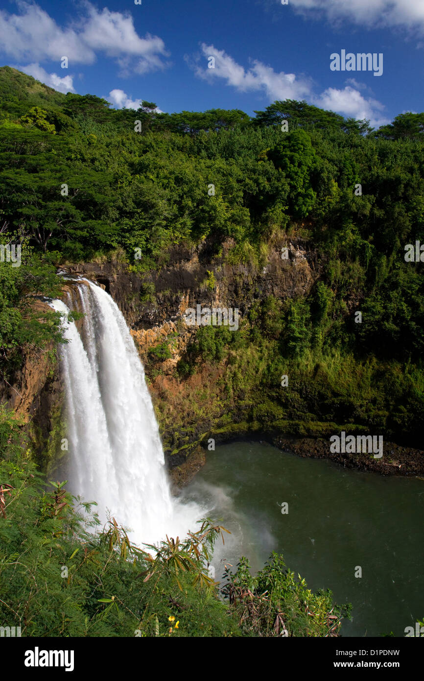 Wailua Falls located on the Wailua River in Wailua River State Park on ...