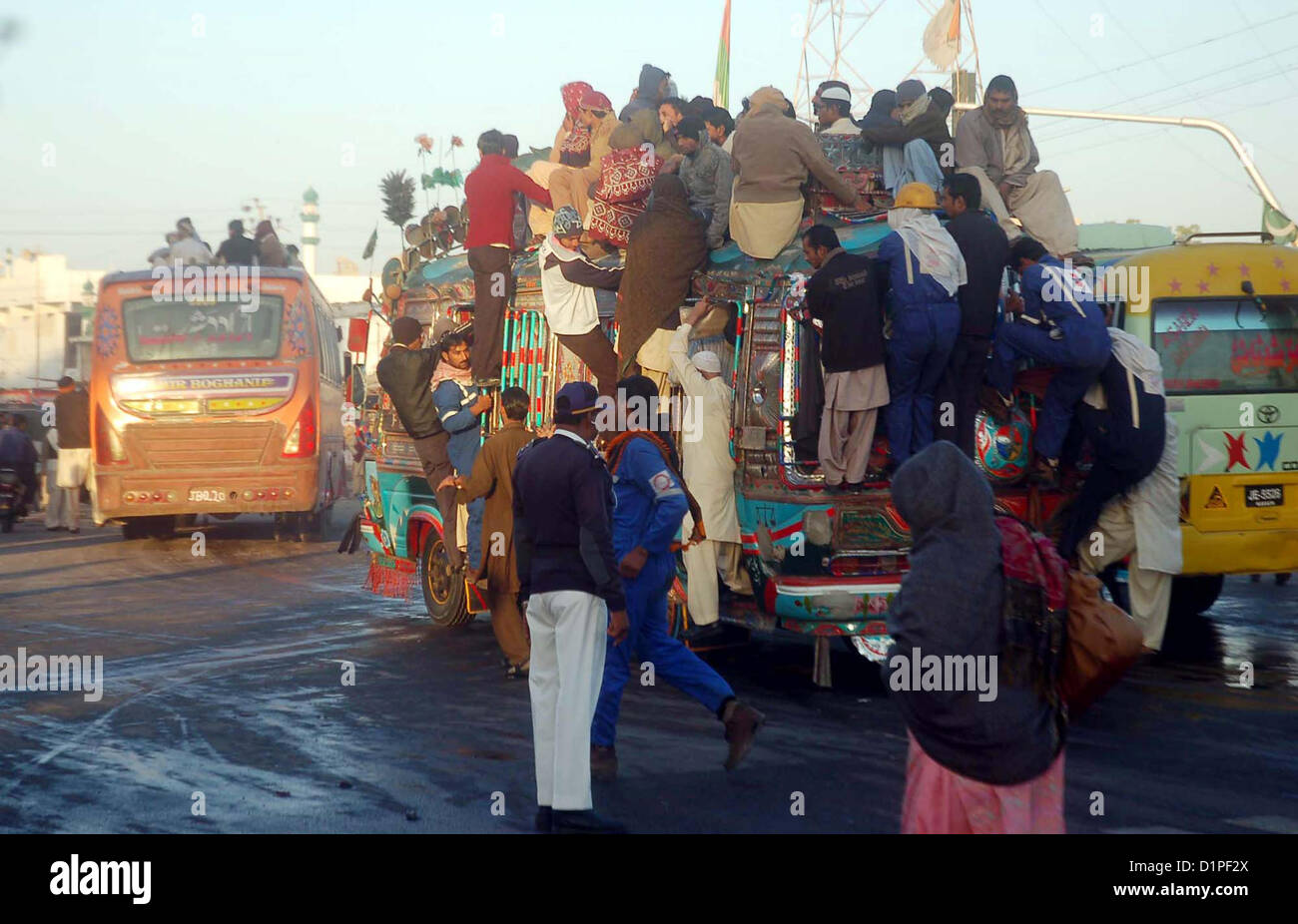 Passengers traveling on an overloaded bus as the shortage of ...